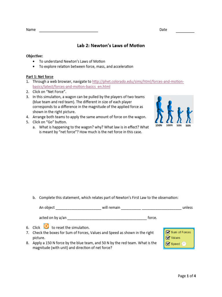 Newton's Laws of Motion Lab Guide | PDF | Force | Newton's Laws Of Motion