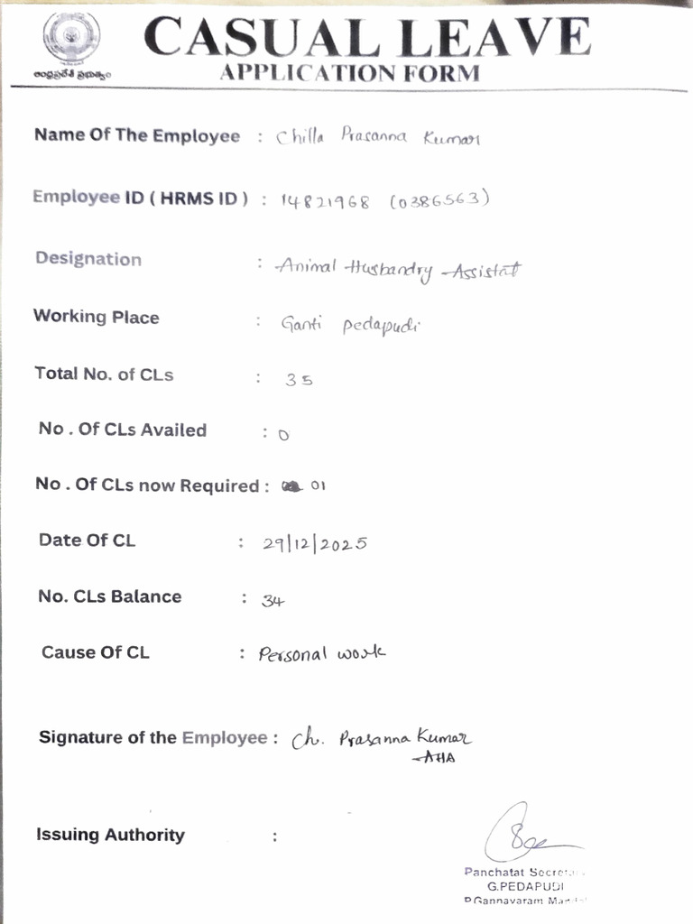 Casual Leave: Thshodyy - Asitat | PDF