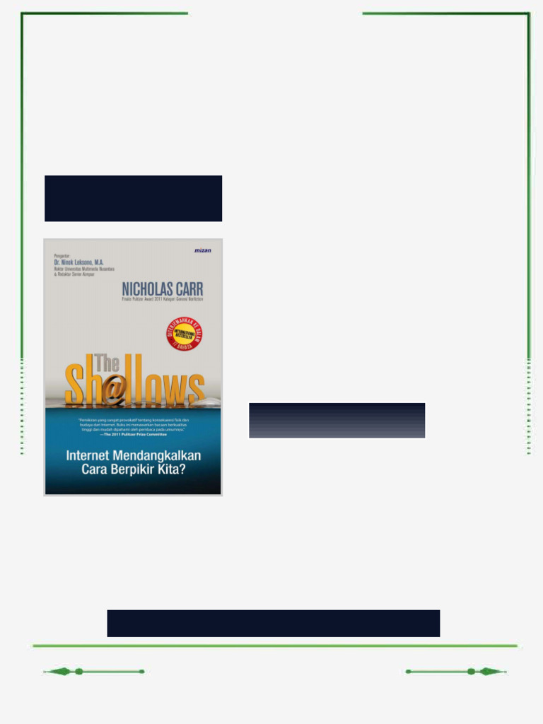 The Shallows Internet Mendangkalkan Cara Berpikir Kita Nicholas Carr ...