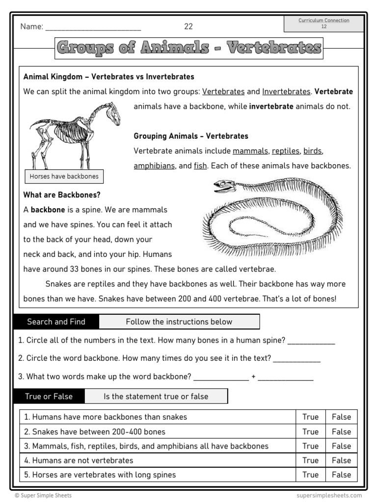 1 - Manitoba Science - Cluster 1 - Grade 2 - Vertebrates | PDF
