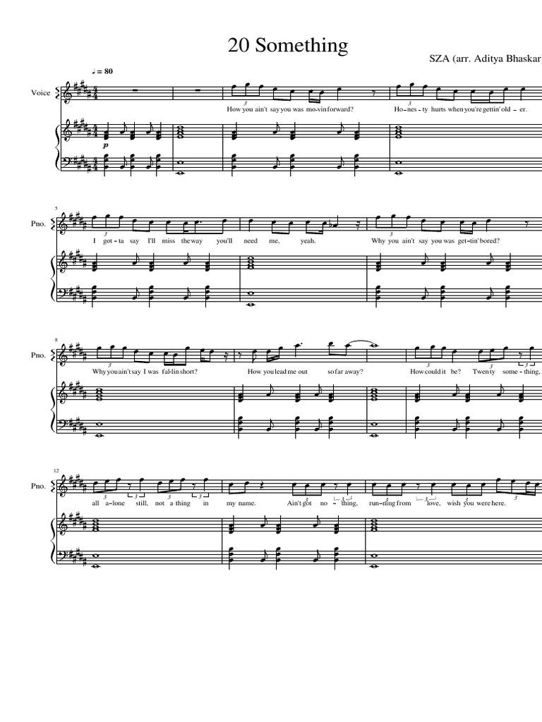 SZA's "20 Something" Sheet Music | PDF