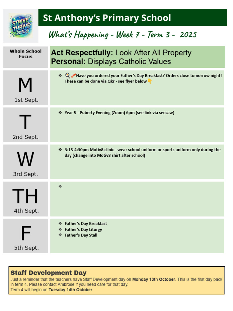 Parents Week 7 Term 3 2025 | PDF | Mass (Liturgy)