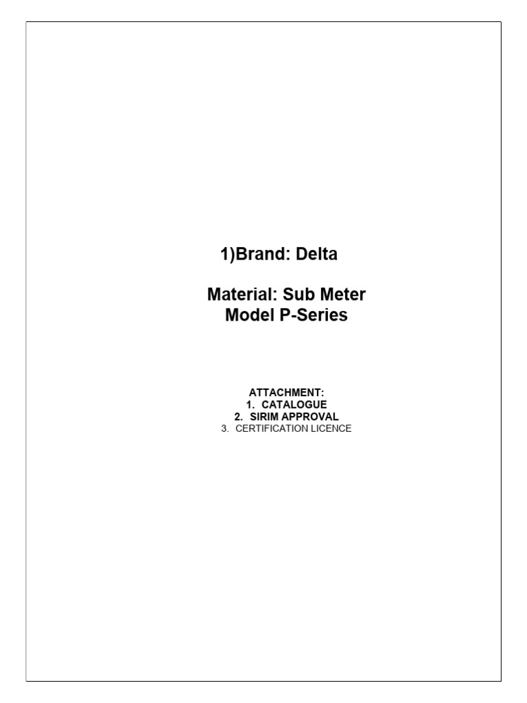 Delta P-Series Sub Meter Details | PDF