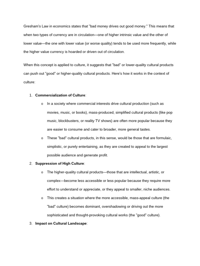 Gresham's Law in Culture | PDF