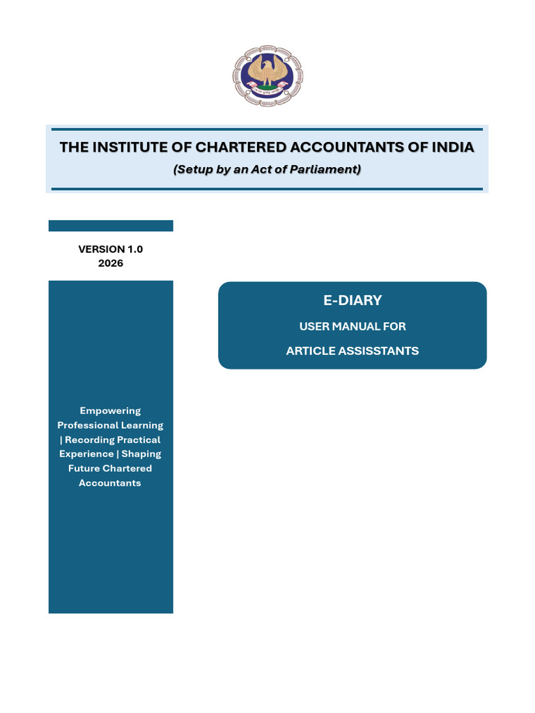 ICAI E-Diary User Manual for Article Assistants | PDF