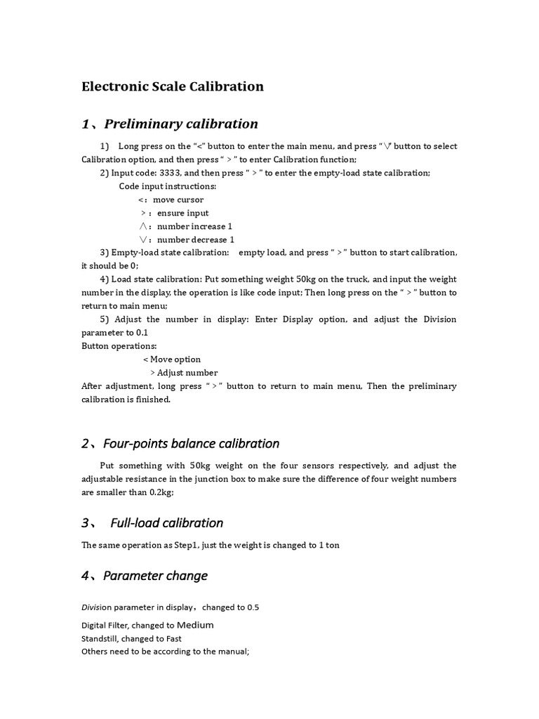 Electronic Scale Calibration Guide | PDF