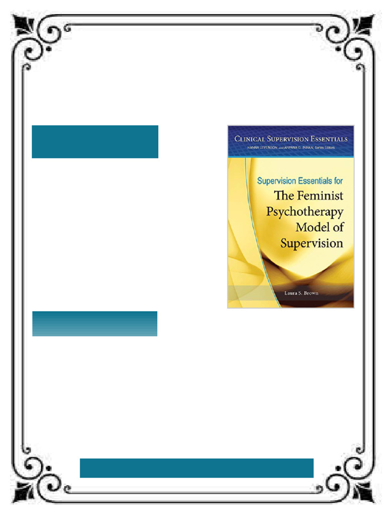 Supervision Essentials for the Feminist Psychotherapy Model of ...