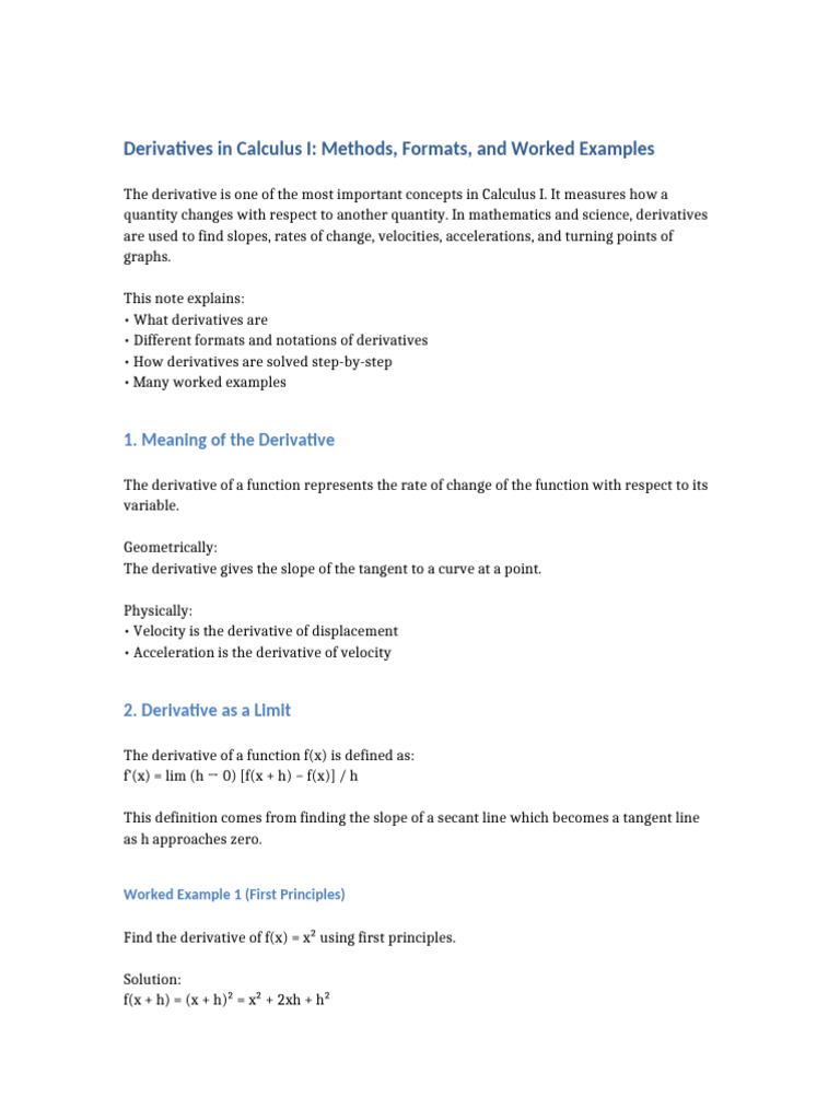 Understanding Derivatives in Calculus I | PDF | Derivative | Slope