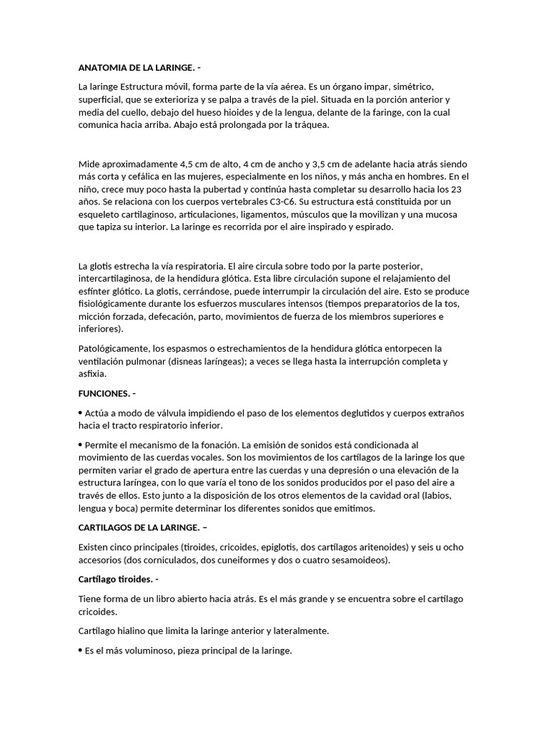 Anatomia Laringe y Ventilacion Pulmonar | PDF | Laringe | Pulmón
