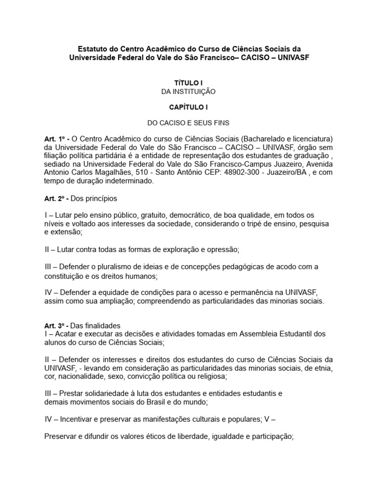ESTATUTO CACISO | PDF | Eleições | Science