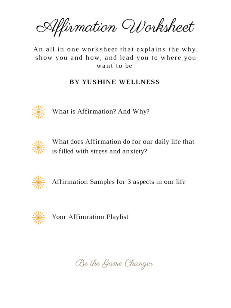 Affirmation Worksheet for Inner Peace | PDF | Anxiety | Emotions