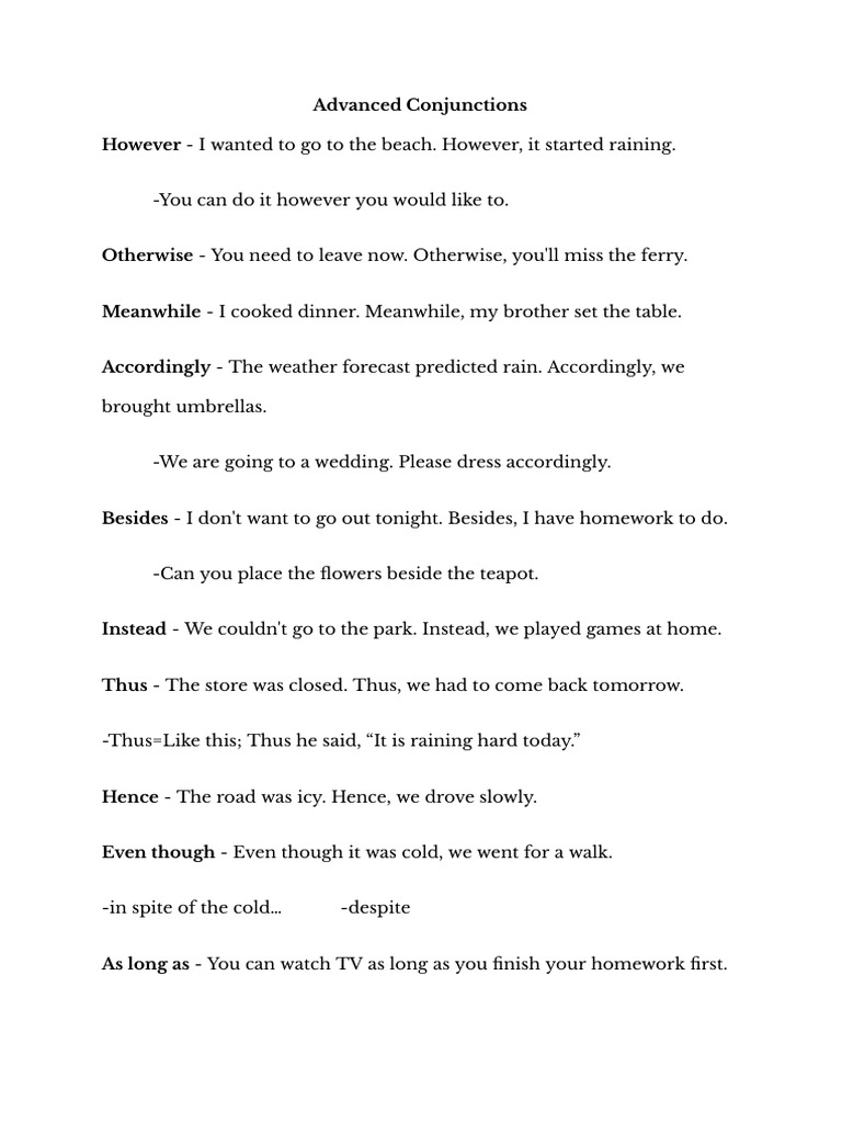 Advanced Conjunctions Explained | PDF