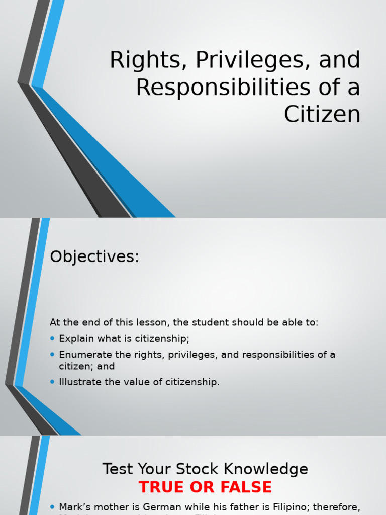 Citizenship Rights and Responsibilities | PDF | Citizenship ...