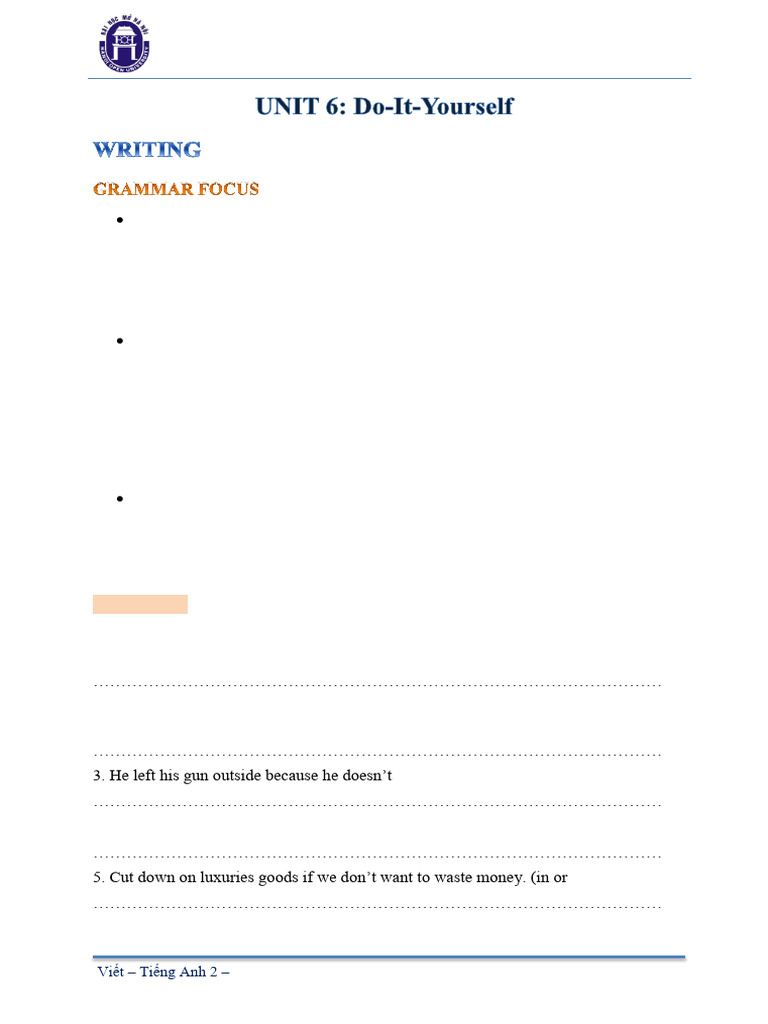 UNIT 6 Do-It-Yourself - Writing | PDF | Brick