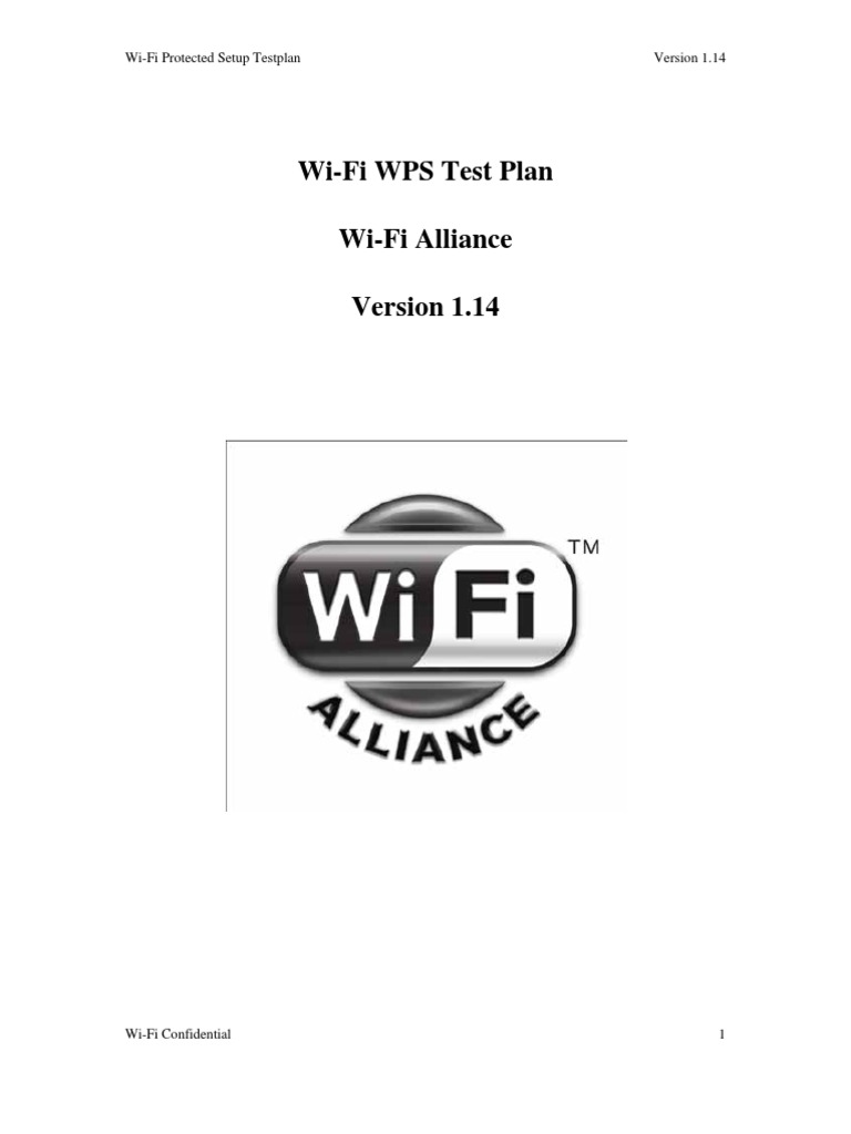 Wi-Fi WPS Test Plan Wi-Fi Alliance | PDF | Wireless Lan | Wi Fi