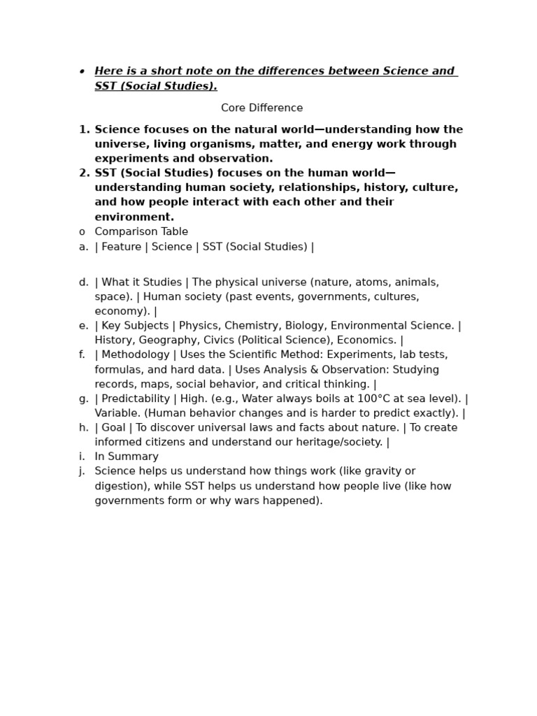 Science vs. Social Studies Explained | PDF