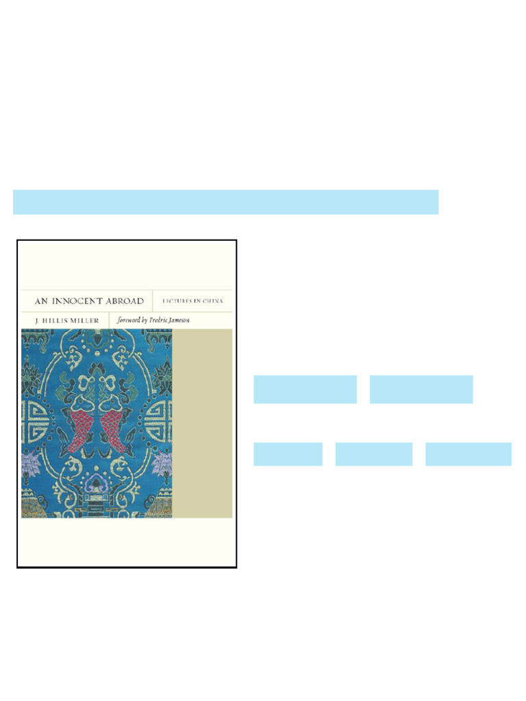 An Innocent Abroad Lectures in China 1st Edition Joseph Hillis Miller ...