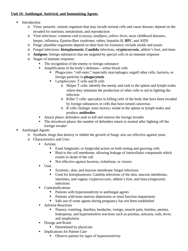 Antifungal, Antiviral, And Immunizing Agents | PDF | Vaccines ...