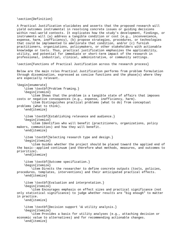 Practical Justification | PDF | Policy | Validity (Statistics)