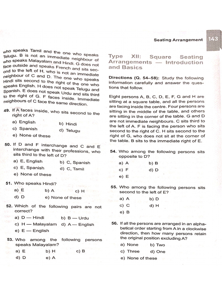 Seating Arrangement Part 2 | PDF