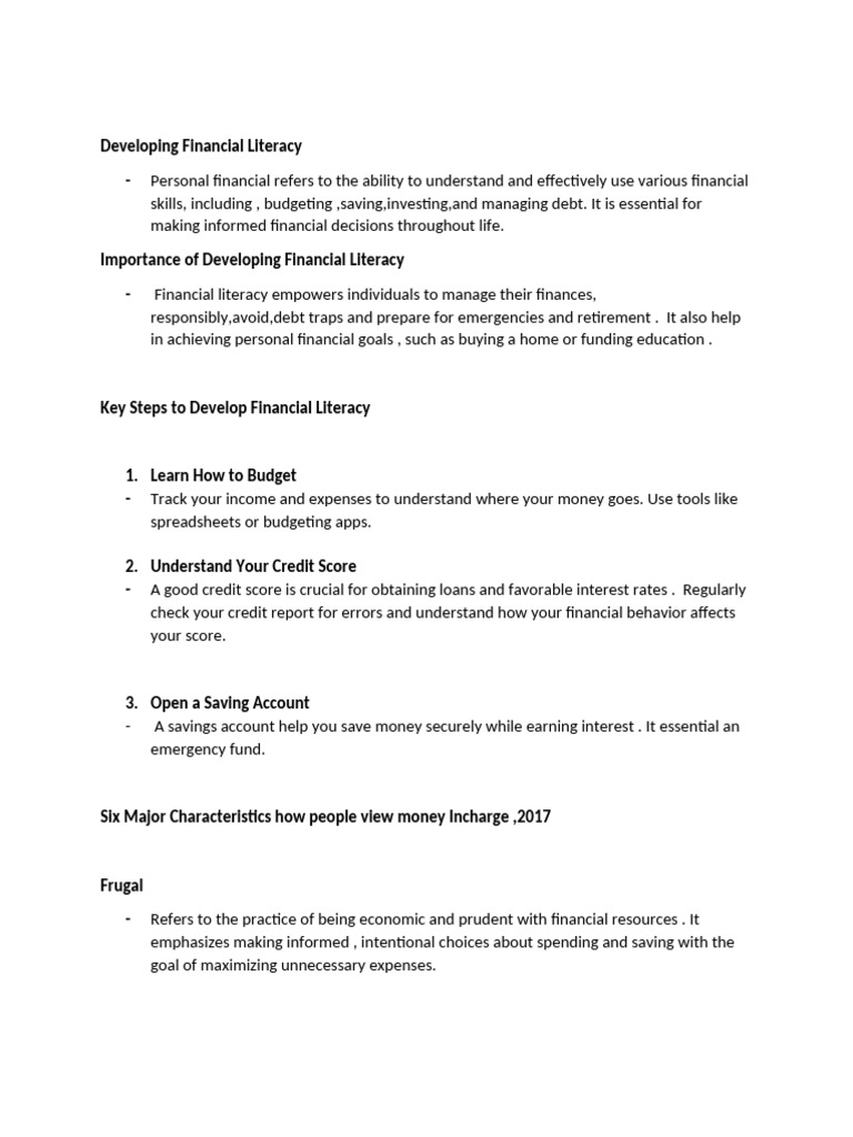 Essential Guide to Financial Literacy | PDF | Expense | Financial Literacy