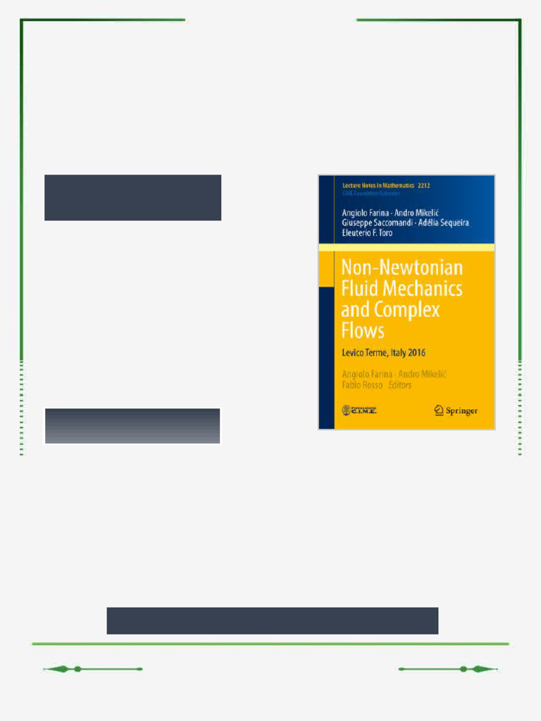 Non Newtonian Fluid Mechanics and Complex Flows Angiolo Farina eBook ...