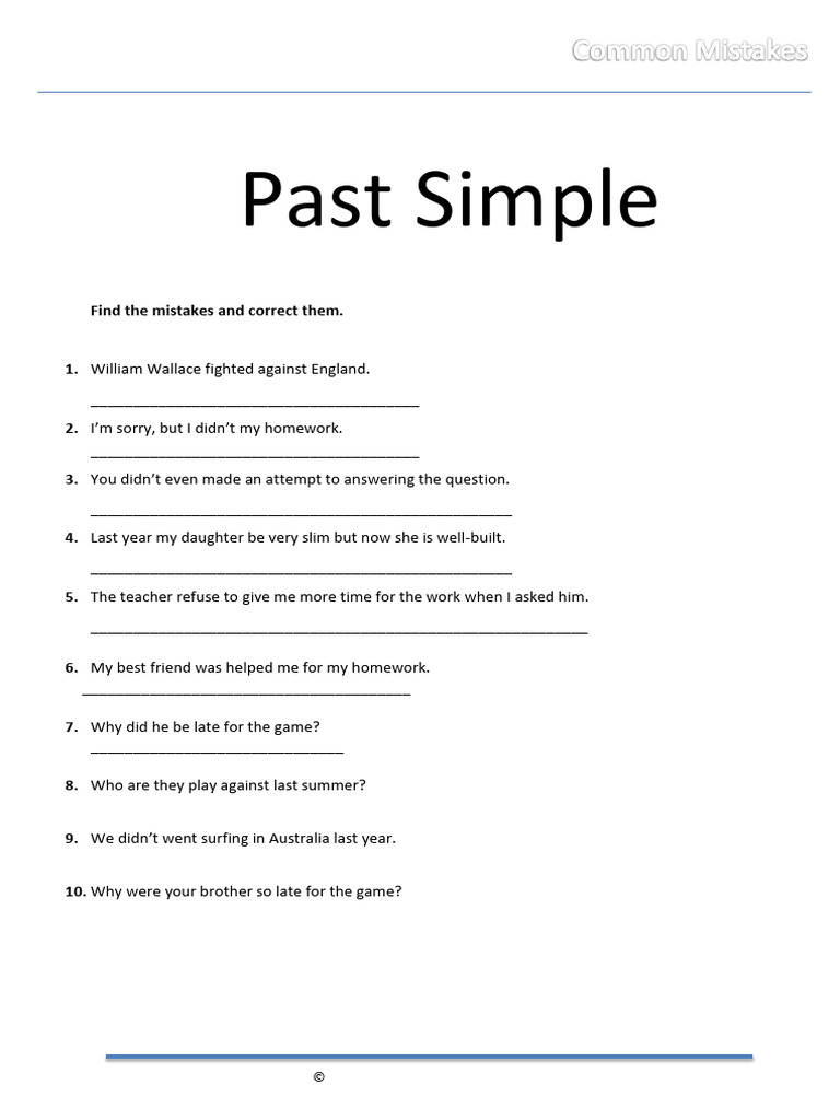 Past Simple Common Mistakes Freebie | PDF