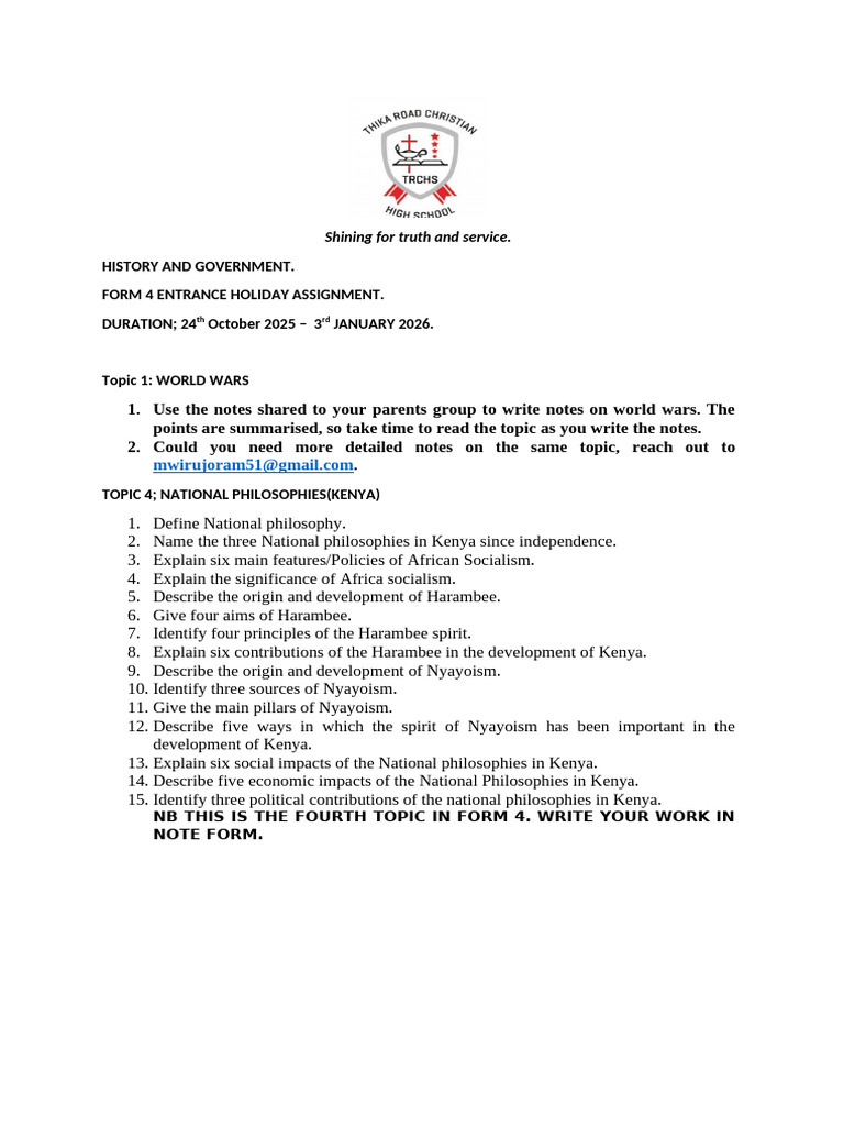 FORM 4 ENTRANCE Holidaya Assignment. | PDF