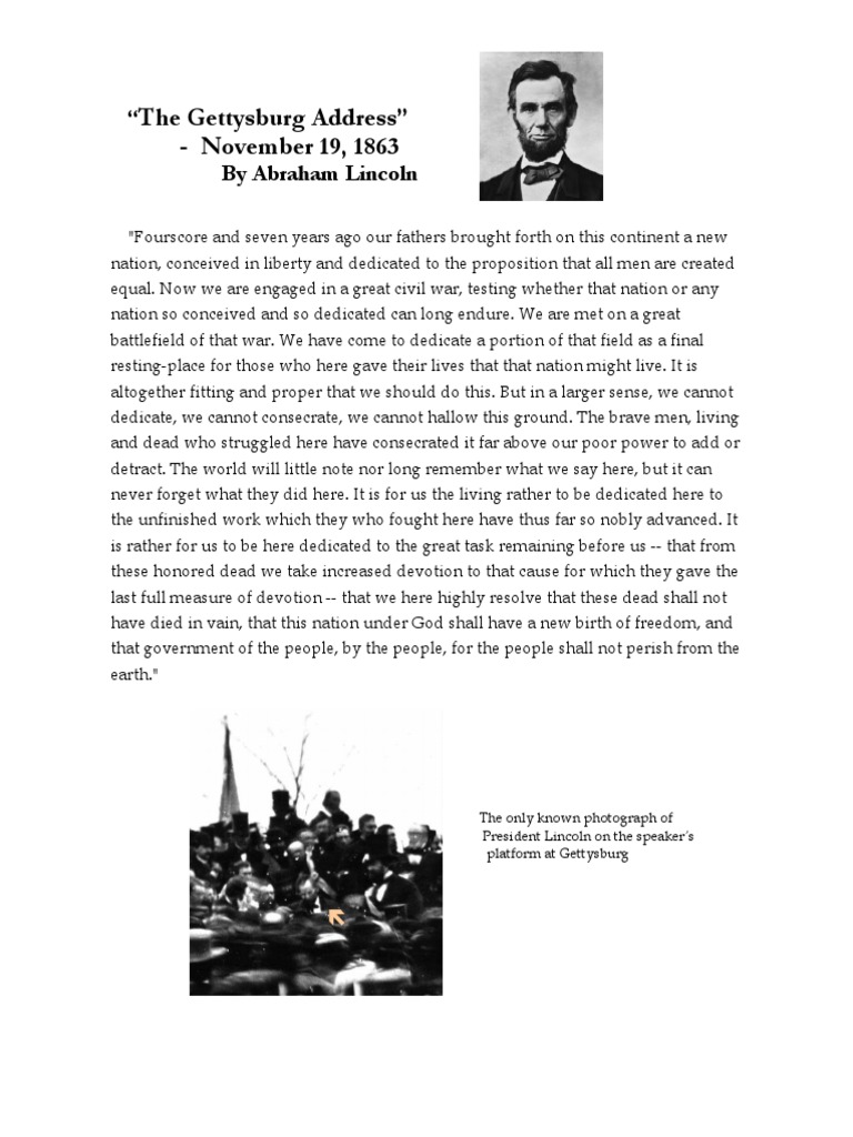Lincoln's Gettysburg Address Text | PDF