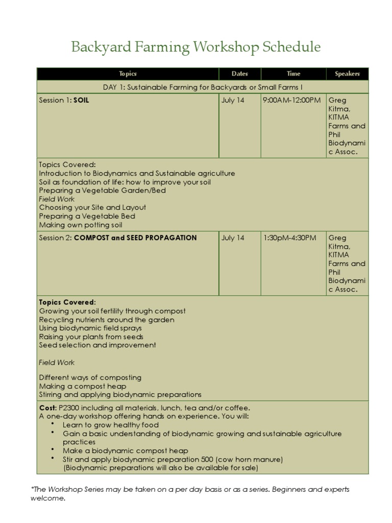 Backyard Farm Schedule | PDF | Sustainable Agriculture | Compost