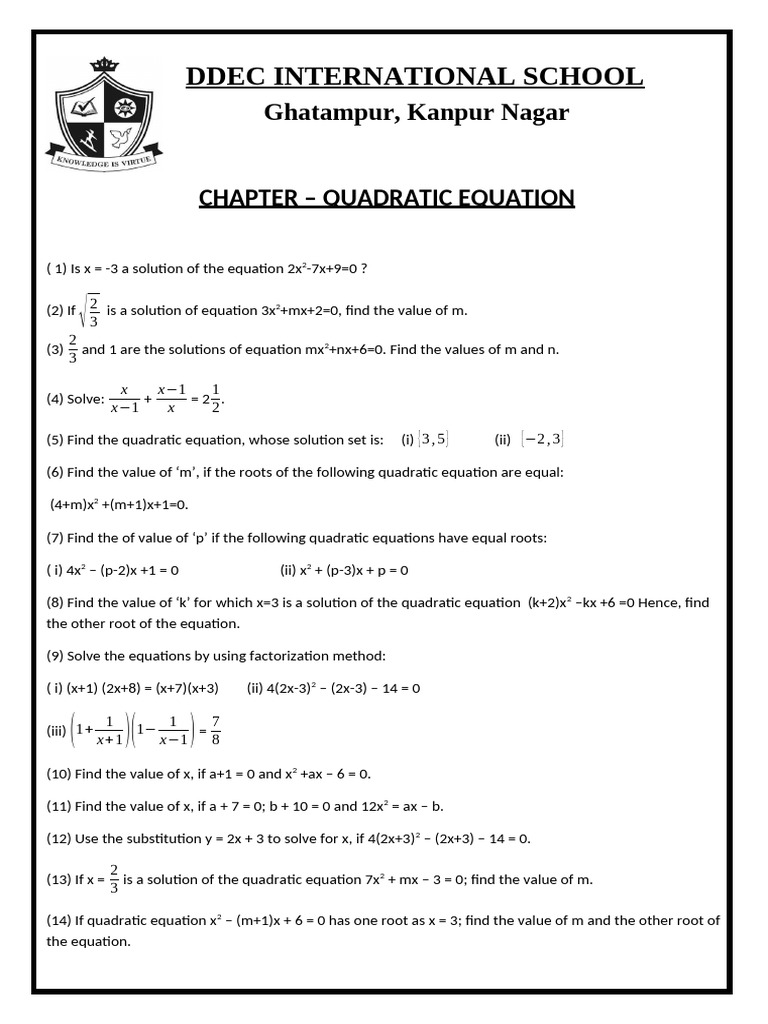Quadratic Equation Sheet | PDF | Area | Speed