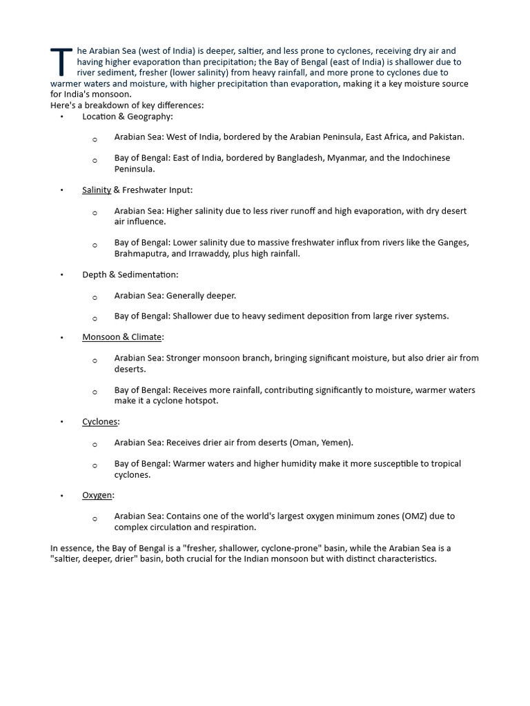 Arabian vs BOB | PDF | Arabian Peninsula | Monsoon