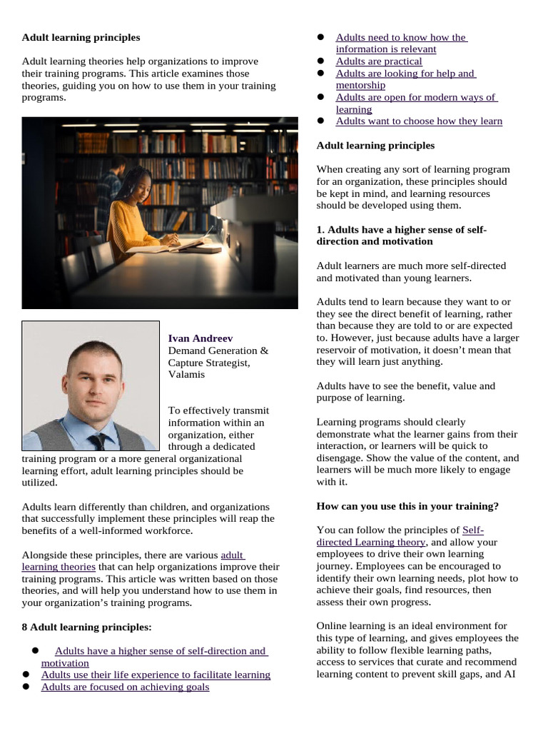 Understanding Adult Learning Principles | PDF | Learning | Mentorship