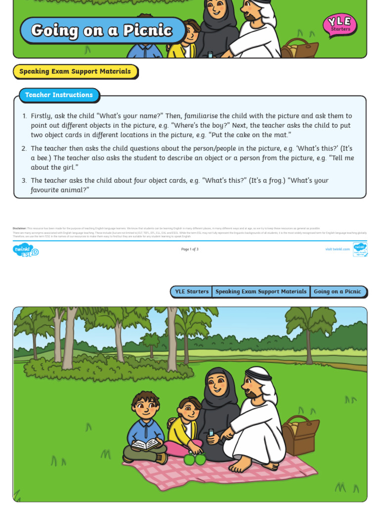 Speaking Going on a Picnic | PDF