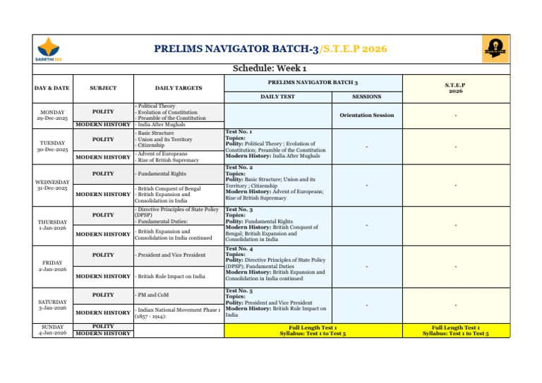 Weekly Schedule Step - Week 1 | PDF | British Empire | Government