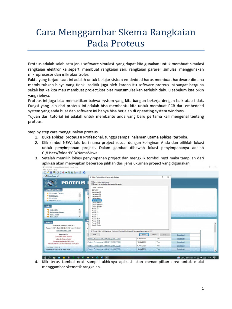 Tutorial Lengkap Menggambar Rangkaian di Proteus | PDF