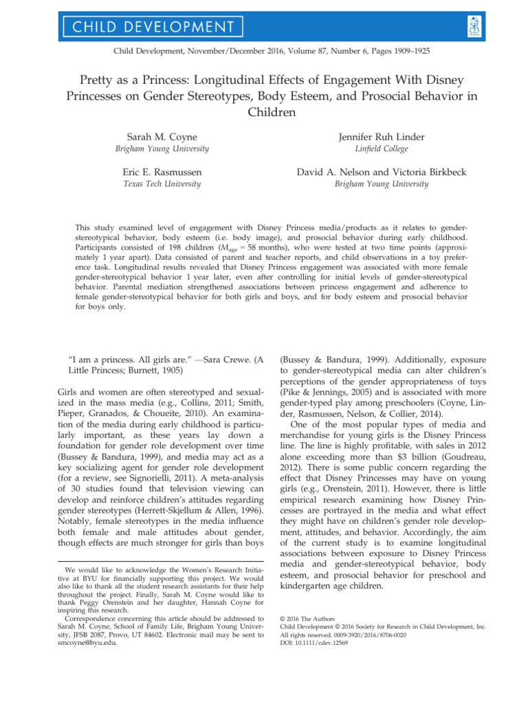 Disney Princess Impact on Gender Roles | PDF | Toys | Stereotypes
