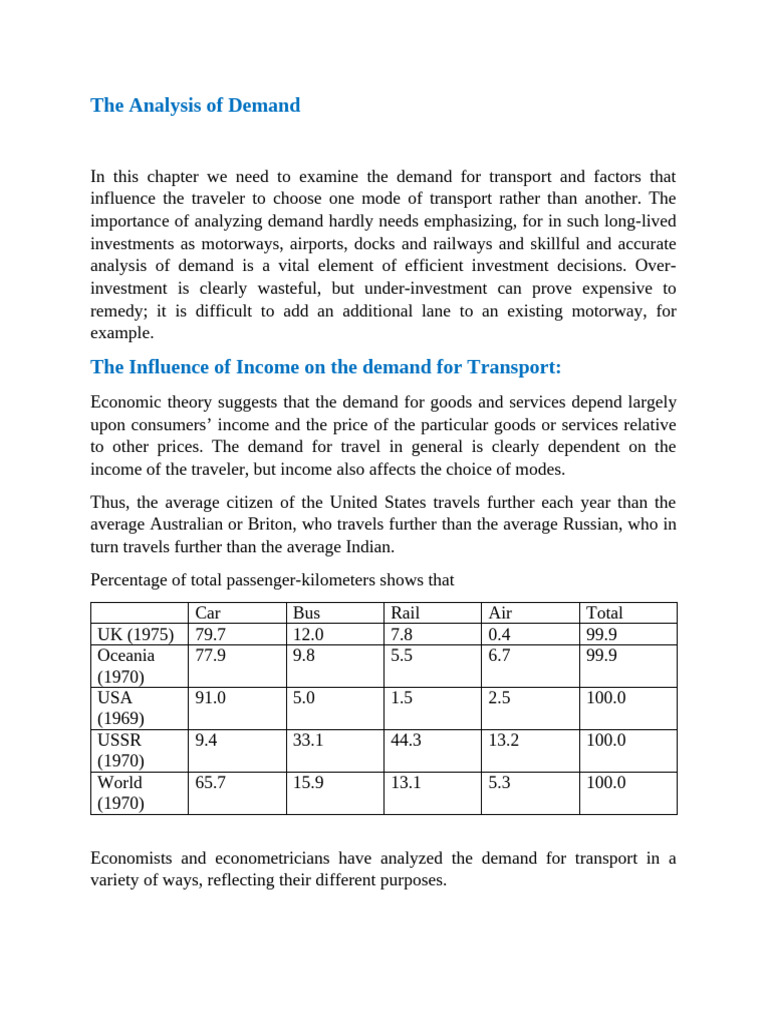 Analyzing Transport Demand Factors | PDF | Demand | Price Elasticity Of ...