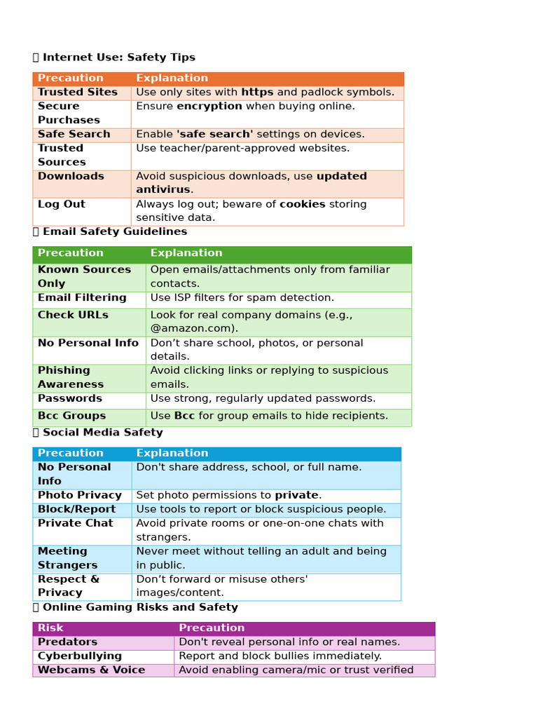 Essential Internet Safety Tips Guide | PDF