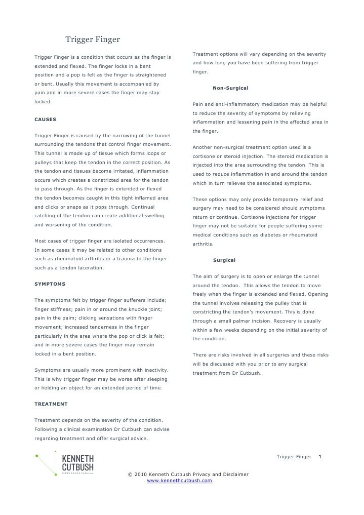 Trigger Finger | PDF | Finger | Arthritis