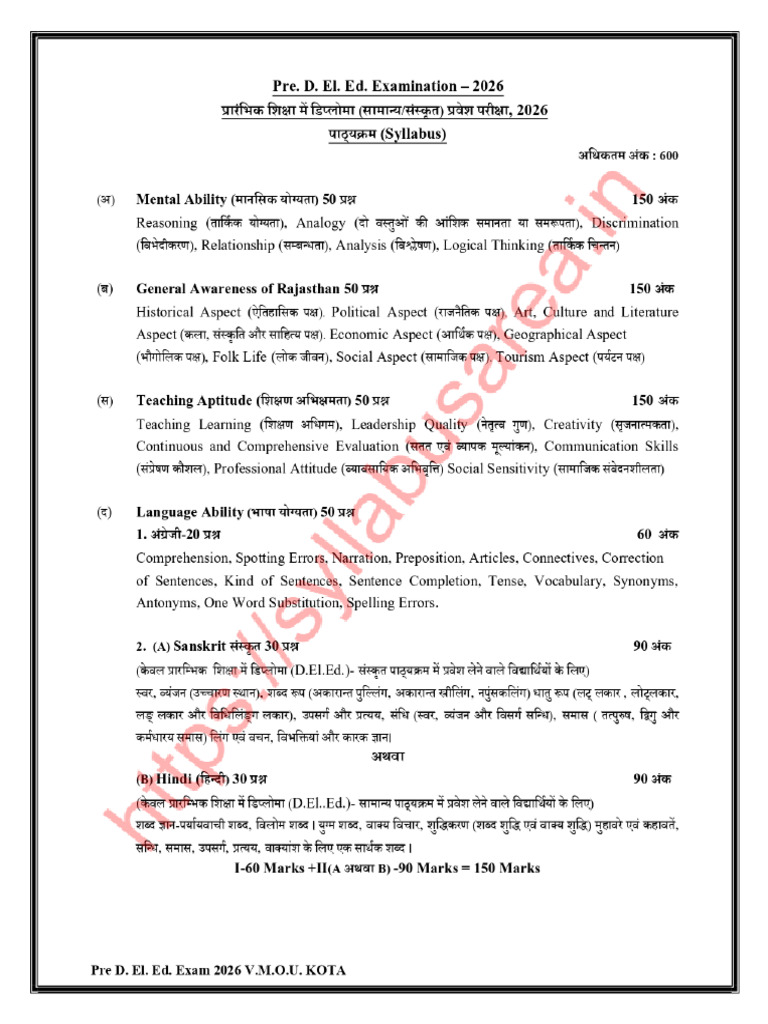 Pre Deled 2026 Syllabus | PDF