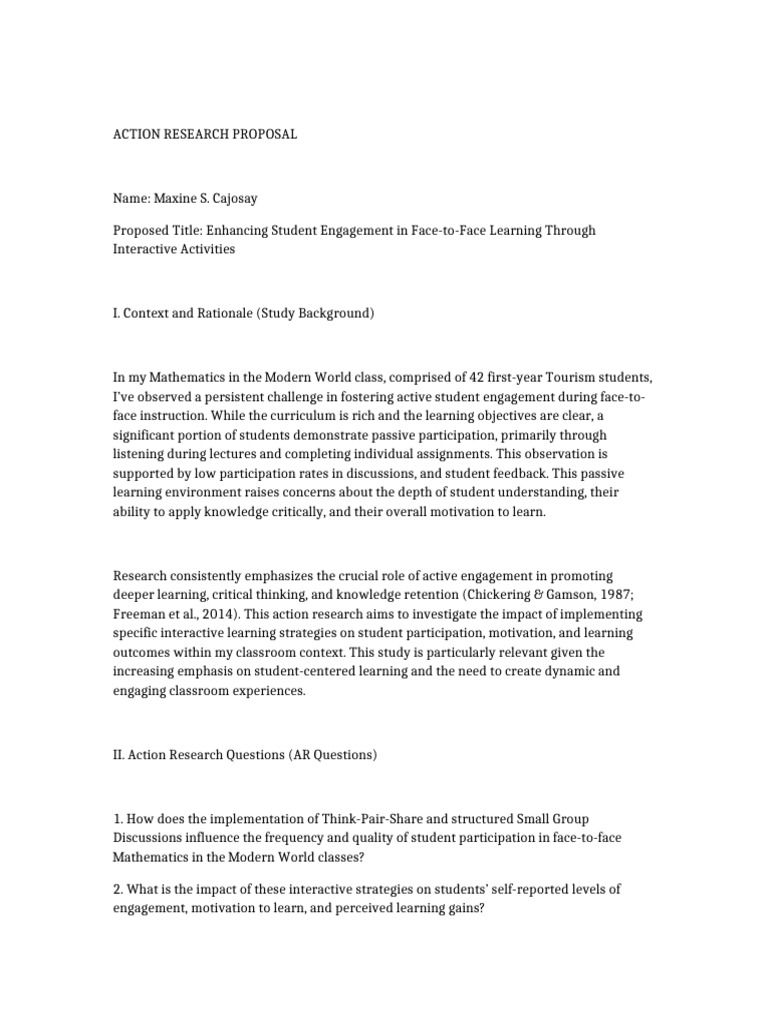 Action Research Proposal | PDF | Learning | Data