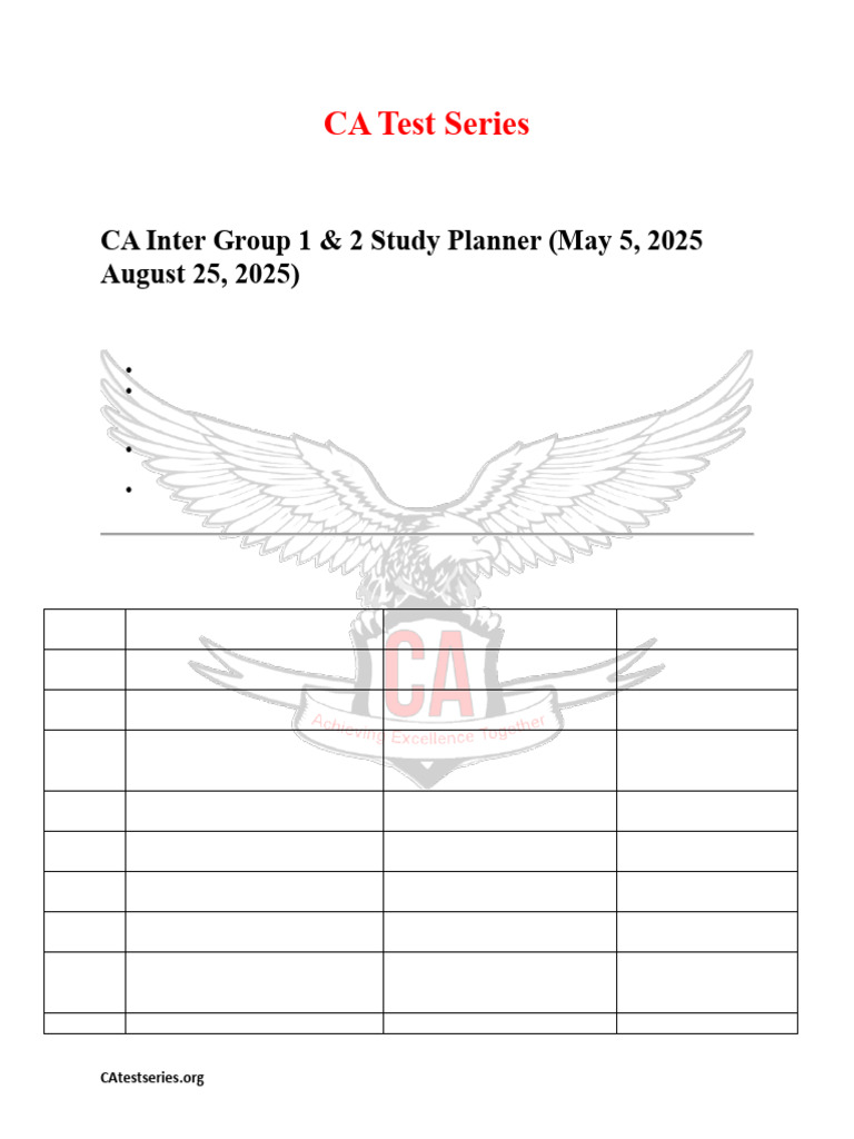 Study Planner CA Test Series | PDF | Taxes | Accounting
