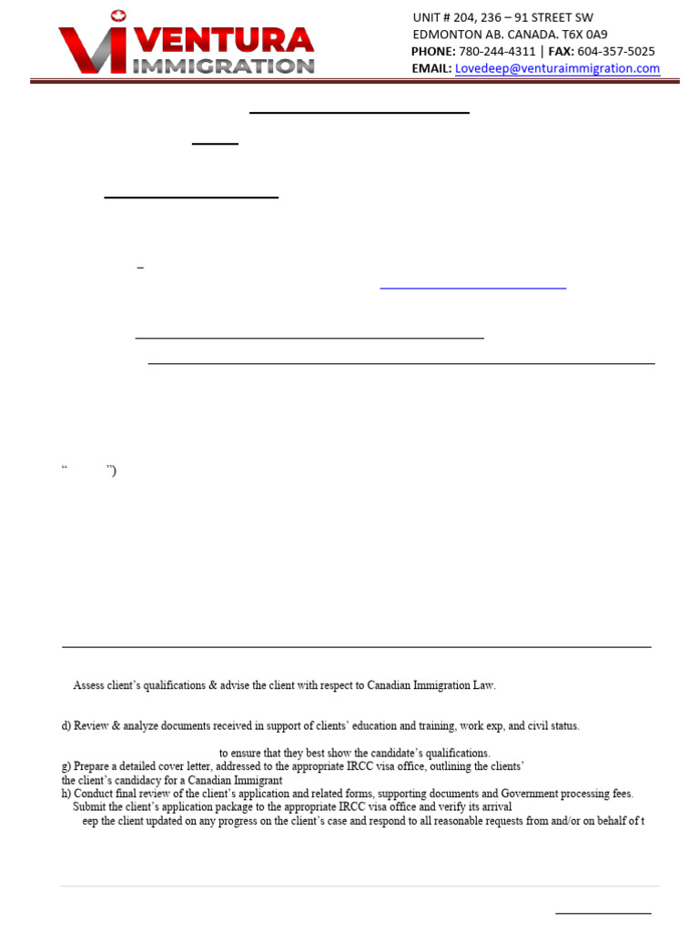 Bikramjeet Singh (Retainer Agreement) | PDF | Payments | Travel Visa
