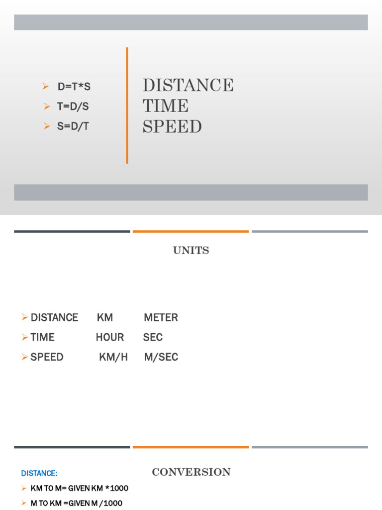 Distance Time and Speed | PDF