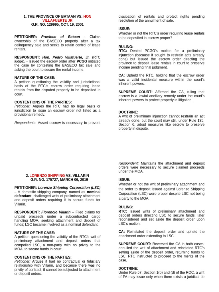 Key Legal Rulings on Attachment Cases | PDF | Equity (Law) | Lawsuit