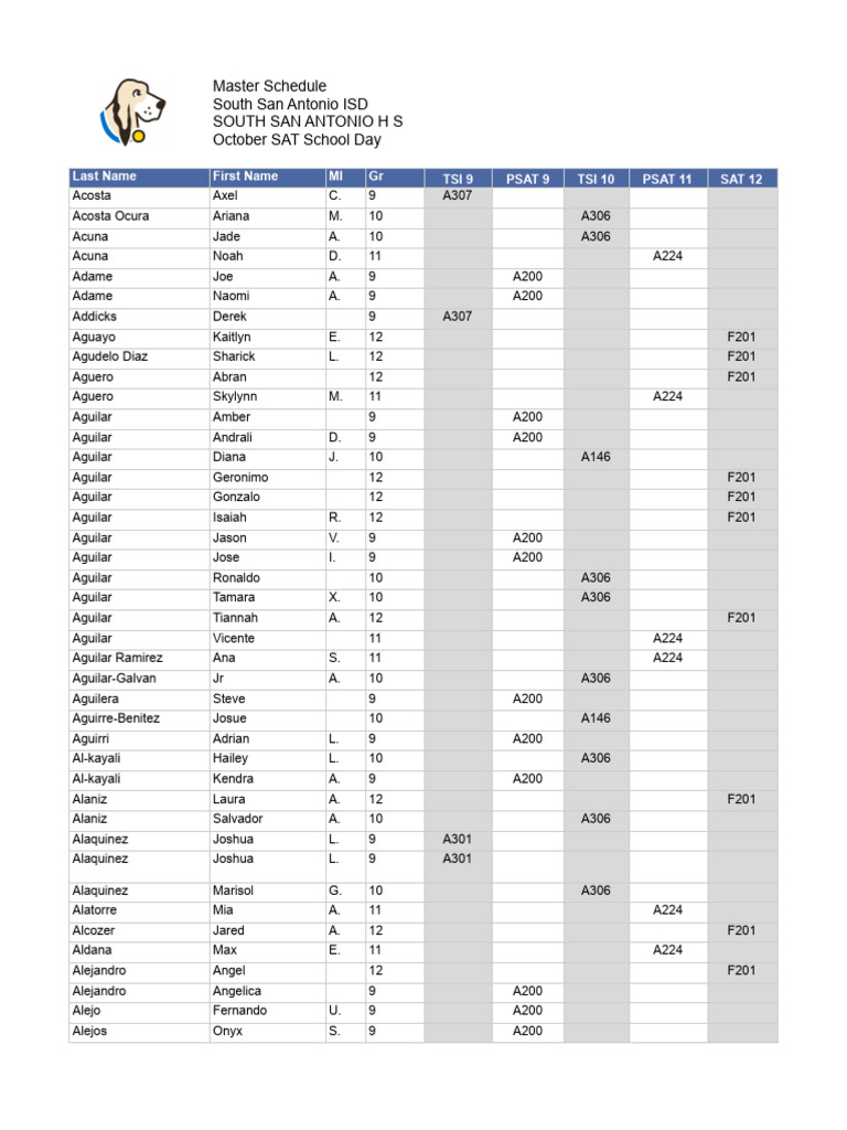 Student Room Assignments - 10-23-24 | PDF
