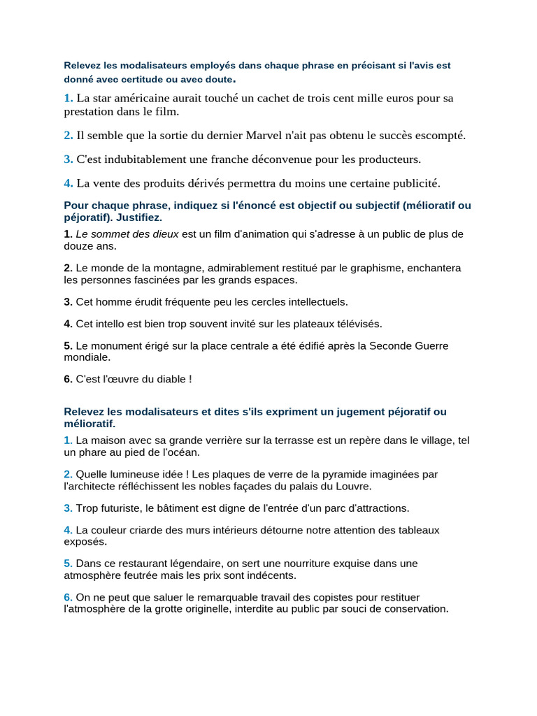 Analyse des modalisateurs et jugements | PDF