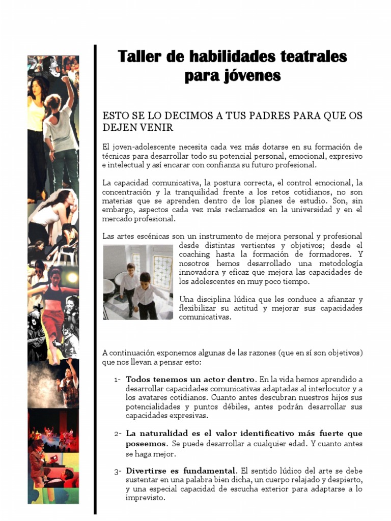 Taller de Habilidades Teatrales para Jóvenes | PDF | Teatro | Madrid