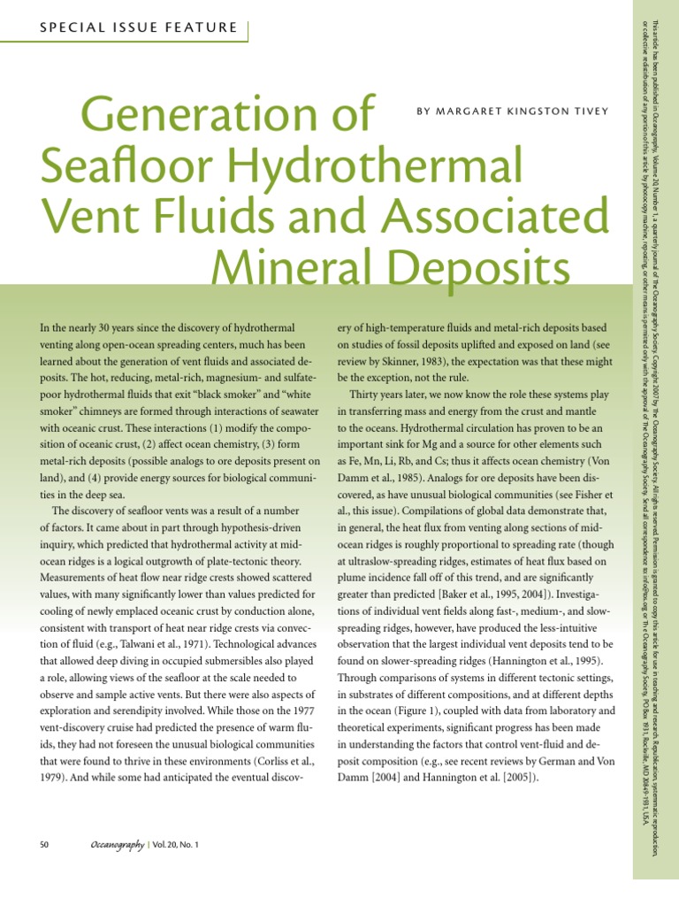 Generation of Seafloor Hydrothermal Vent Fluids and Associated Mineral ...